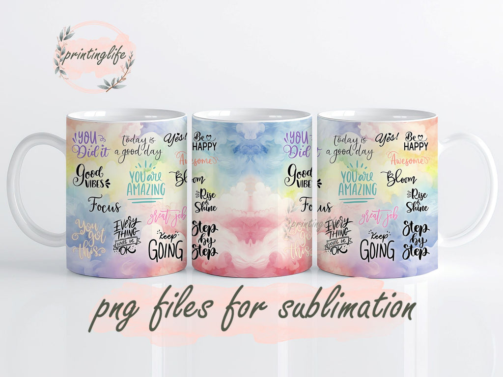 Stay Positive Mug Wrap Design, Instant Digital Design Download Mug Wrap ...