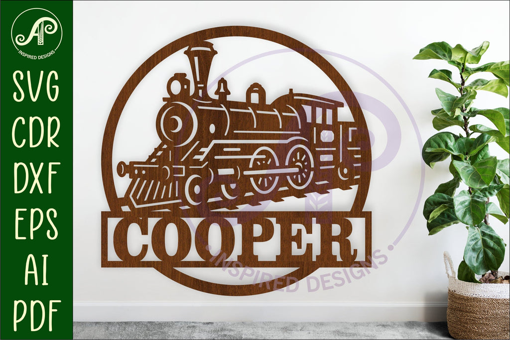 Steam Train name sign design for laser cutting - So Fontsy