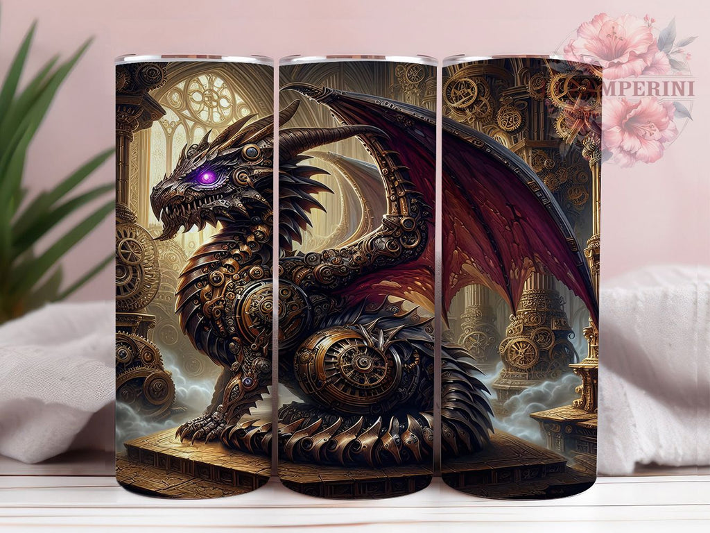 Steampunk Mechanical Dragon Tumbler, Gothic Mechanical Dragon Wrap ...