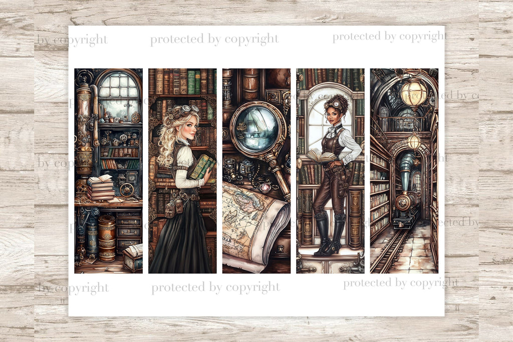 Steampunk Printable Bookmarks | Vintage Book Lover Gifts - So Fontsy