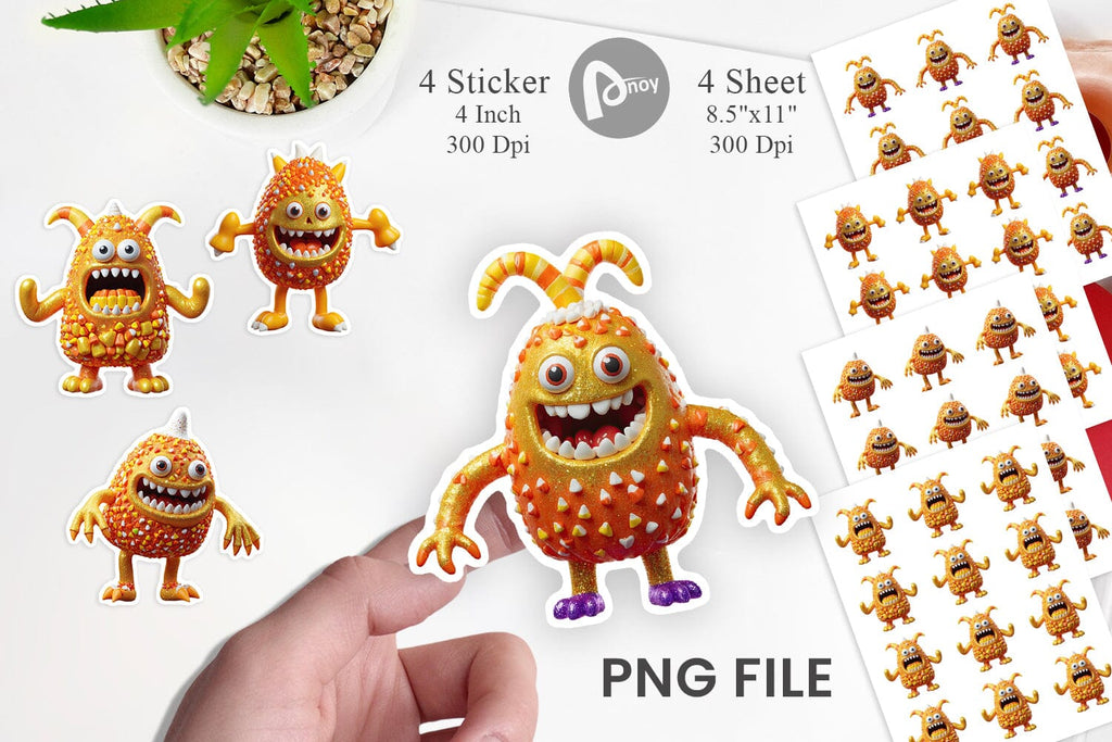 Sticker 3D Candy Corn Monster - So Fontsy