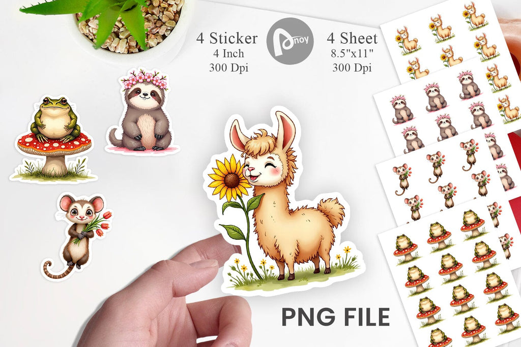 Sticker Bug-Eyed Spring Bloomers Watercolor - So Fontsy