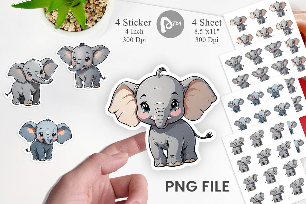 Sticker Cute Elephant - So Fontsy