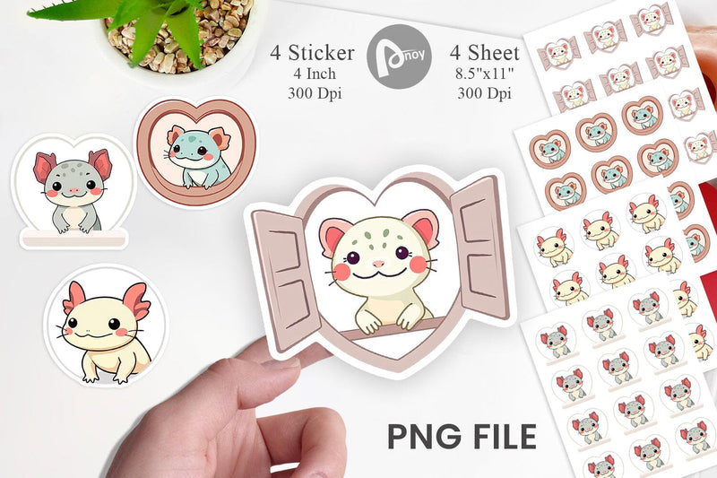 Sticker Heart Axolotl - So Fontsy