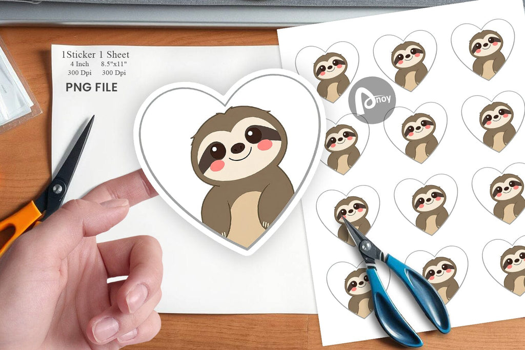 Sticker Heart Sloth - So Fontsy