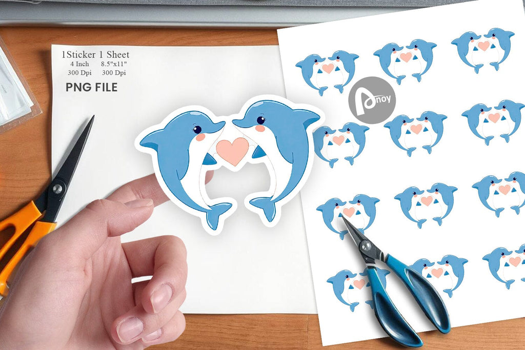 Sticker Love Dolphin - So Fontsy