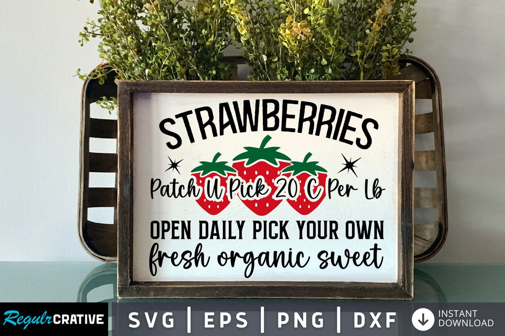 Strawberries patch u pick svg design - So Fontsy