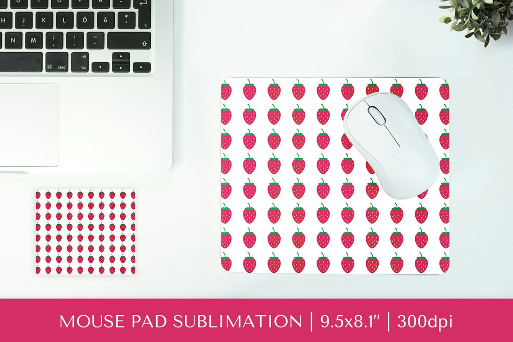 Strawberry mouse pad sublimation design. Summer mousepad 05 - So Fontsy