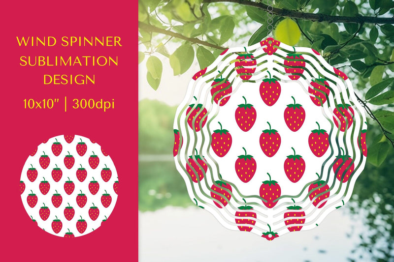 Strawberry Wind Spinner Sublimation Design. Summer Design - So Fontsy