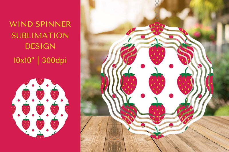 Strawberry Wind Spinner Sublimation Design. Summer Design - So Fontsy