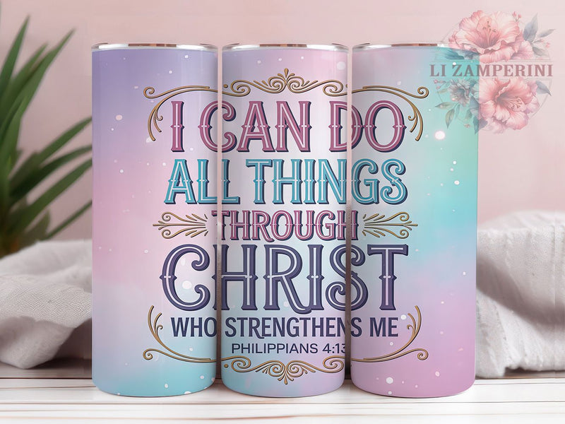 Strength & Faith Philippians 413 Tumbler, Bible Verse Tumbler, Faith ...