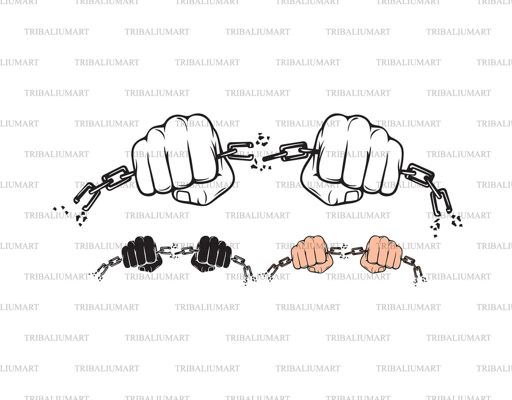 Strong Hands Breaking Chain. Cut files for Cricut. Clip Art silhouette ...