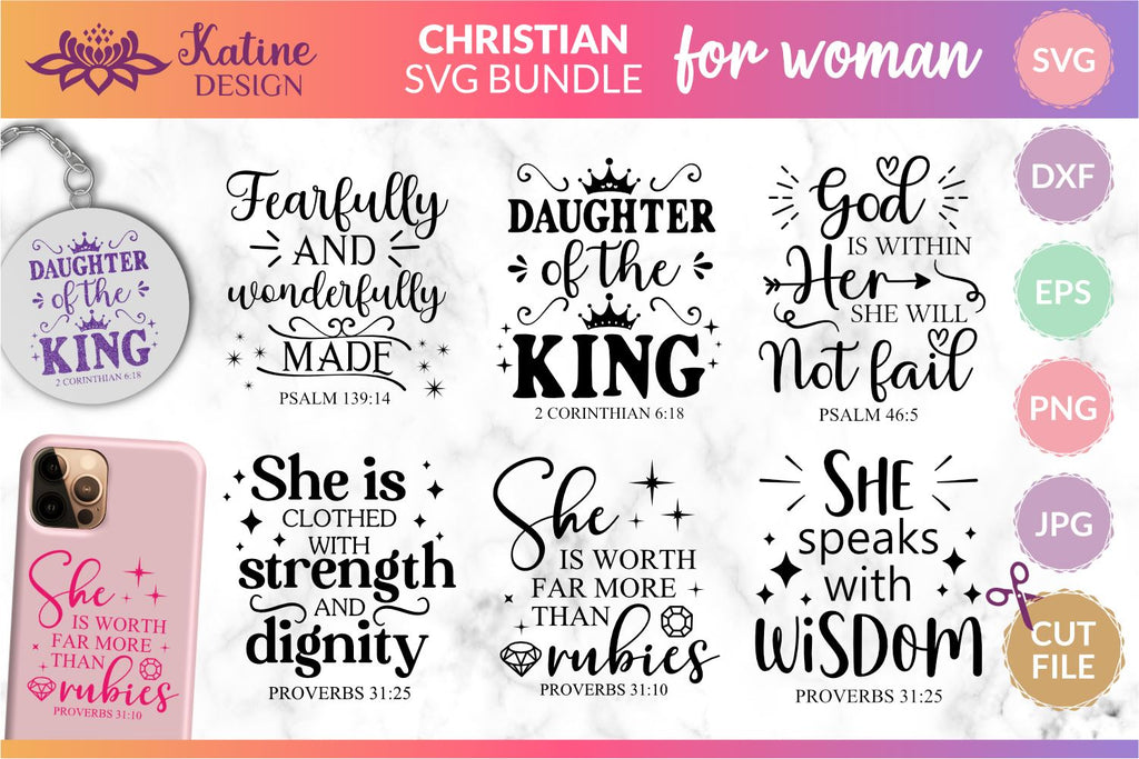 Strong Woman SVG, Christian Quotes, Empowered Woman, SVG Bundle ...