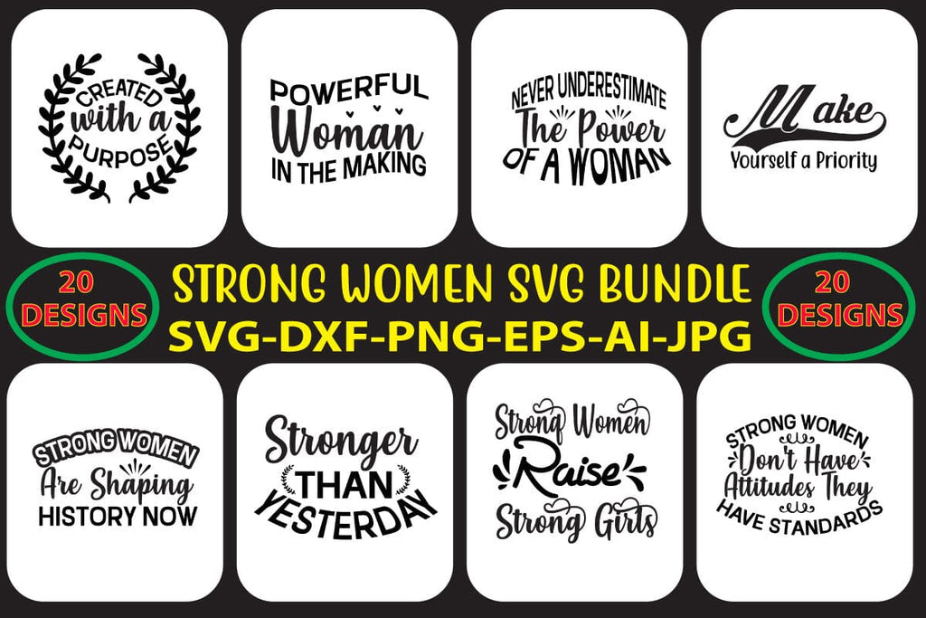 STRONG-WOMEN-SVG-BUNDLE - So Fontsy