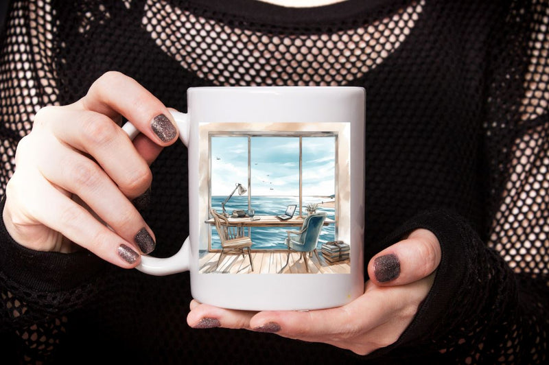 Study Room with Sea Background Art Bundle - So Fontsy
