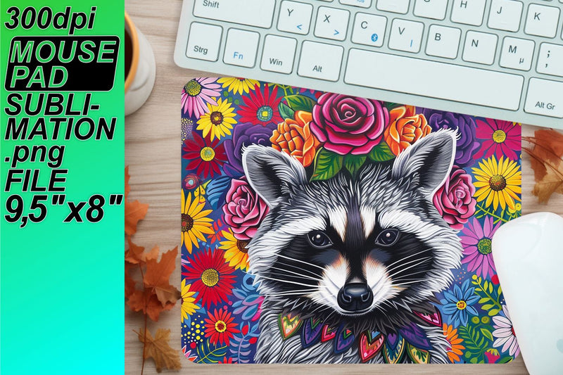 Stunning sublimation mouse mat, elevate your workspace! , Raccon - So ...
