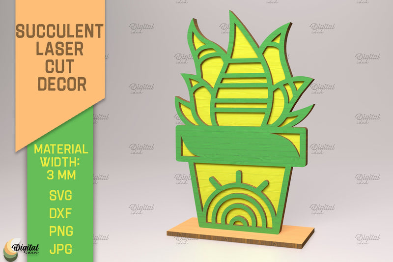 Succulent Laser Cut. 3D Layered Cactus Stand SVG - So Fontsy