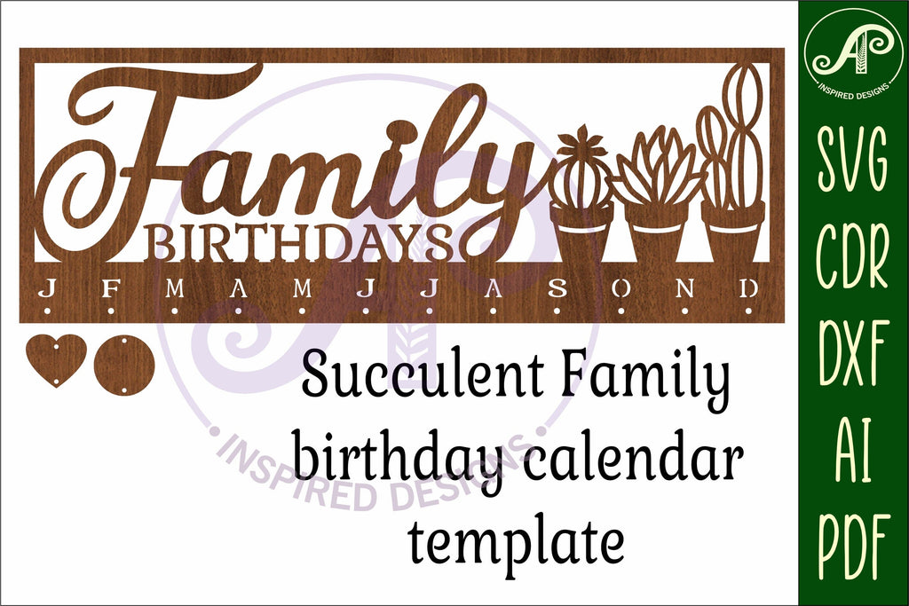 Succulents Calendar set SVG laser cut file - So Fontsy
