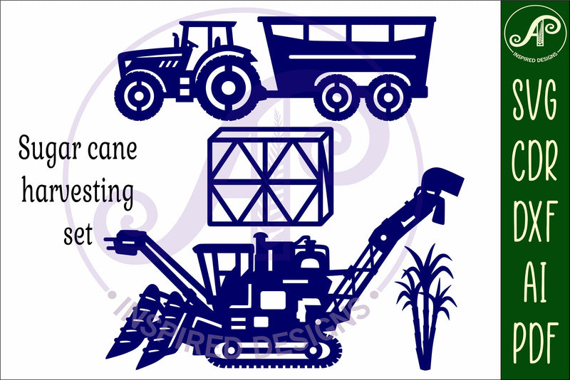 Sugar cane Harvesting vehicle laser cut outs SVG file - So Fontsy