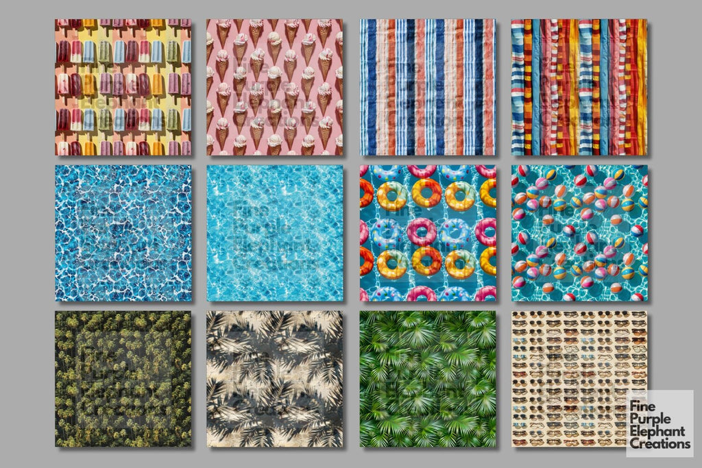 Summer Break Texture Digital Paper - Pool Floats Party - So Fontsy