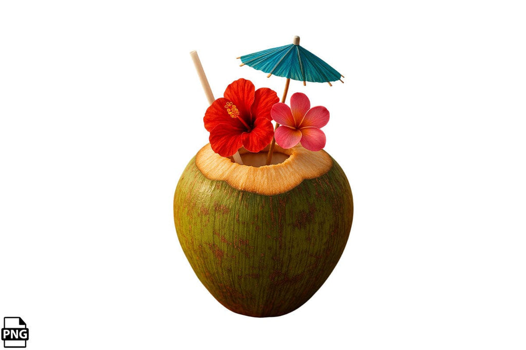 Summer Coconut Drink PNG Clipart Bundle Printable File - So Fontsy