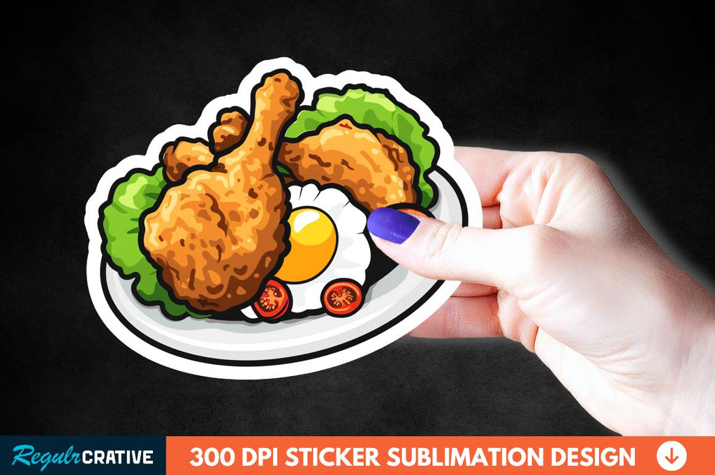 Summer Fried Chicken Sticker Clipart - So Fontsy