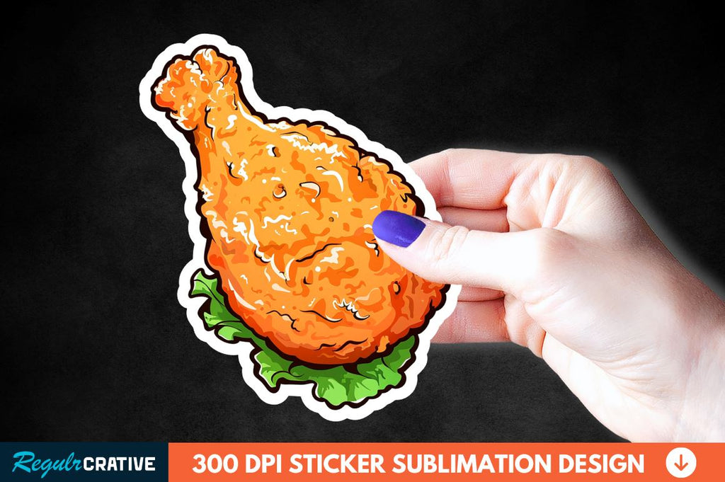Summer Fried Chicken Sticker Clipart - So Fontsy