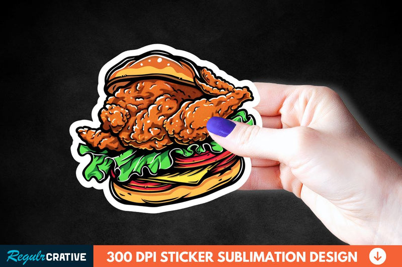 Summer Fried Chicken Sticker Clipart - So Fontsy