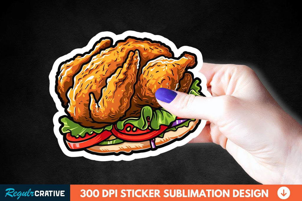 Summer Fried Chicken Sticker Clipart - So Fontsy