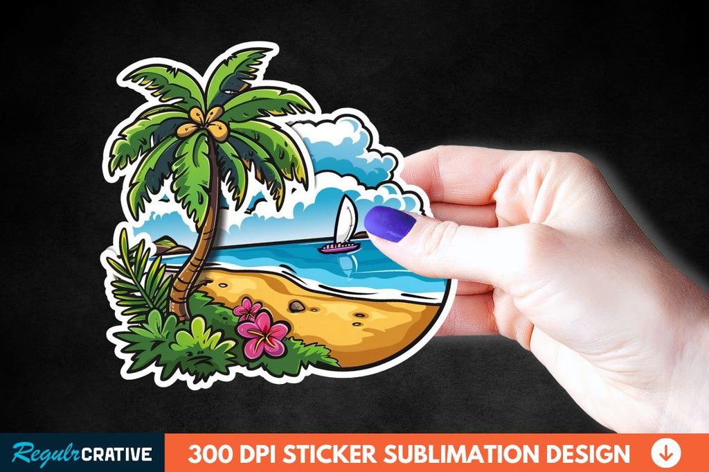 Summer Funny Beach Sticker Clipart - So Fontsy