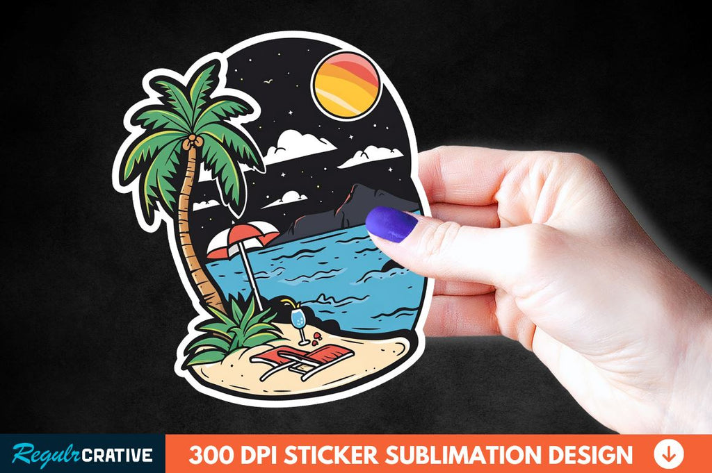 Summer Funny Beach Sticker Clipart - So Fontsy