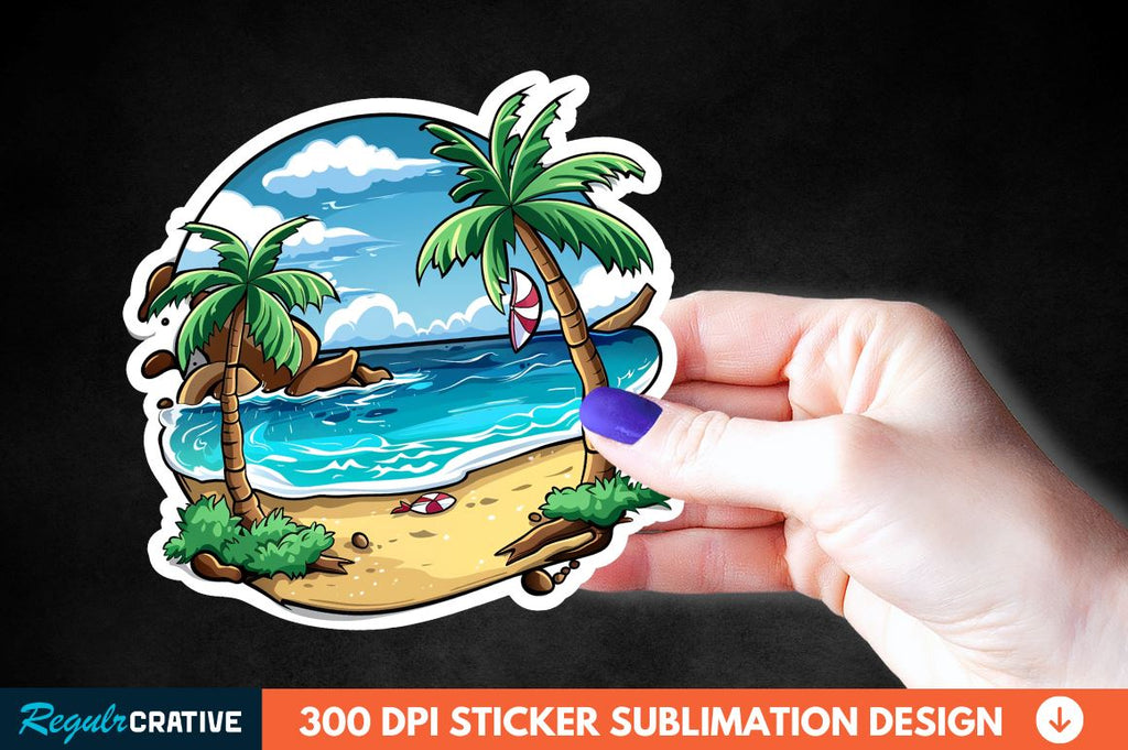 Summer Funny Beach Sticker Clipart - So Fontsy