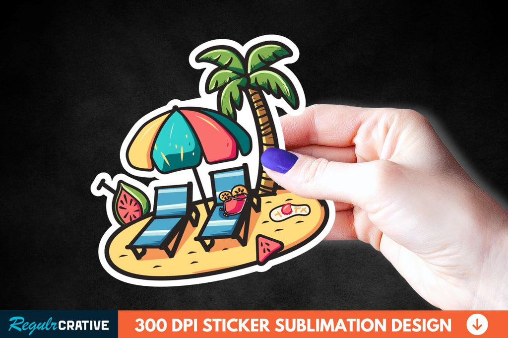 Summer Funny Beach Sticker Clipart - So Fontsy