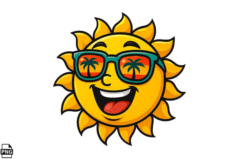 Summer Funny Sun Face PNG Clipart Bundle Printable File - So Fontsy