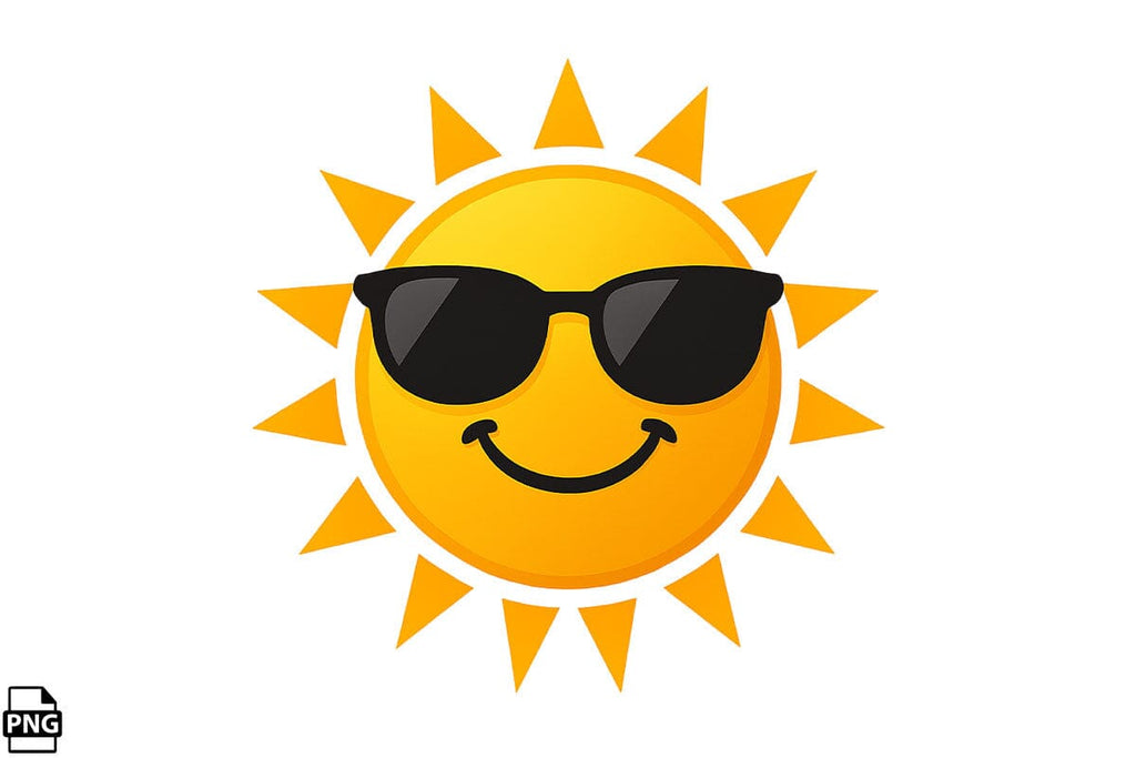 Summer Funny Sun Face PNG Clipart Bundle Printable File - So Fontsy