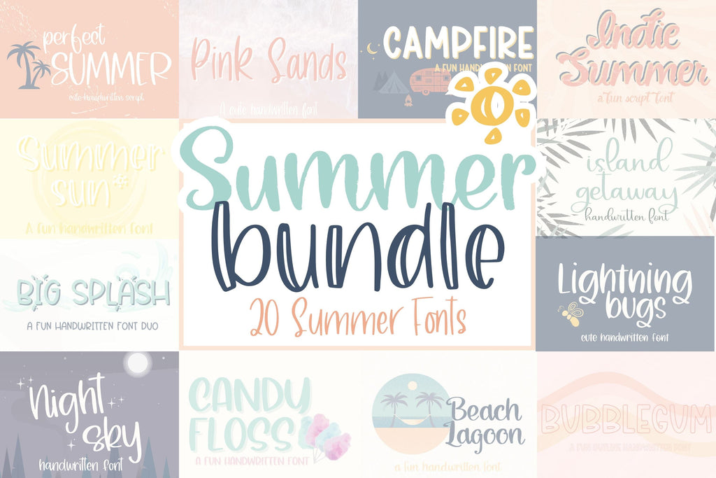 Summer Handwritten Font Bundle for Cricut, Cursive Handwriting Fonts ...