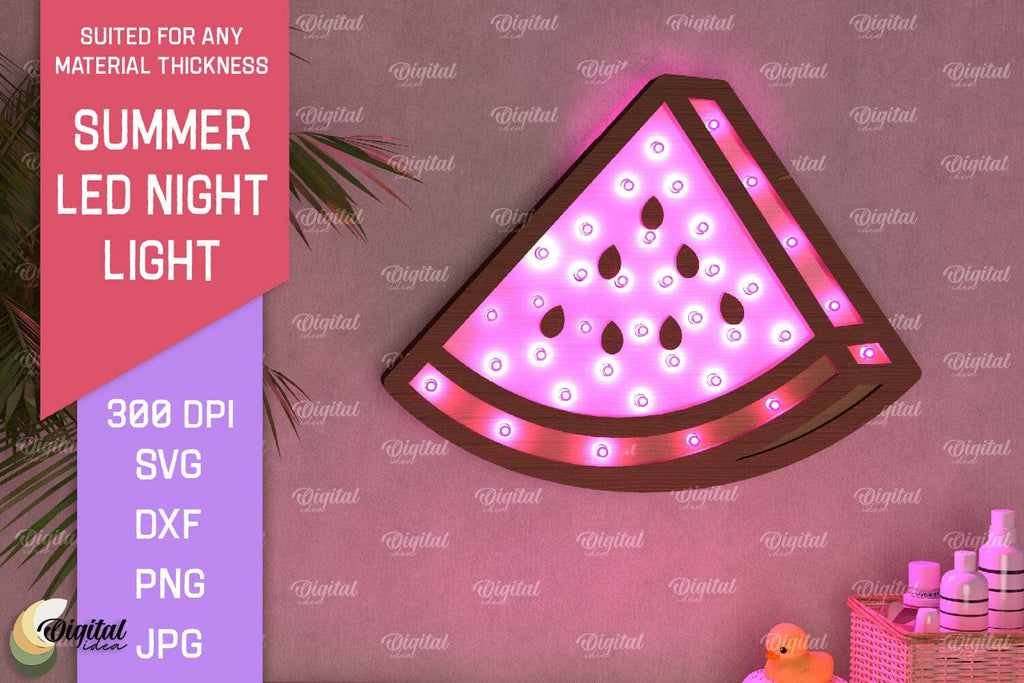 Summer Led Night Light SVG. Laser Cut Night Lamp SVG - So Fontsy