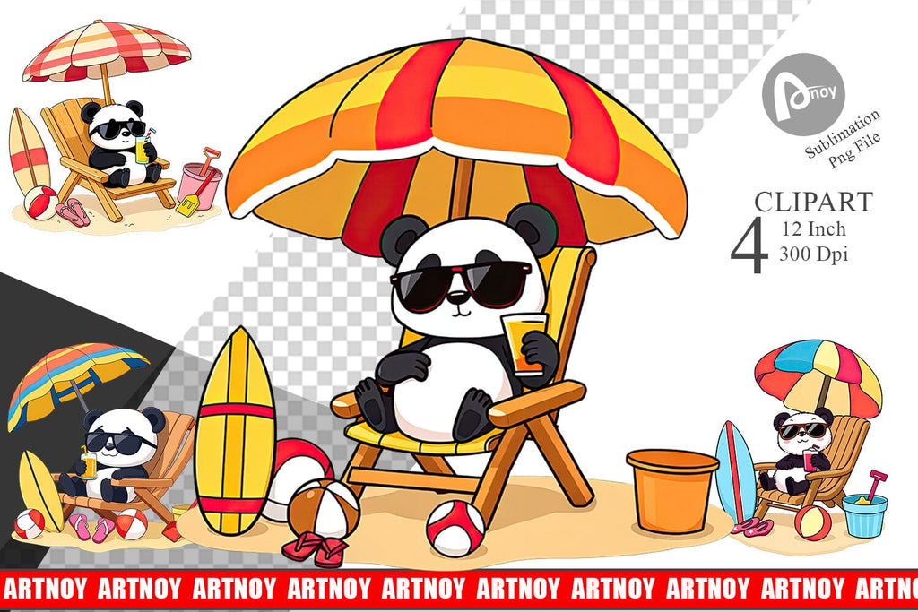 Summer Panda Clipart - So Fontsy