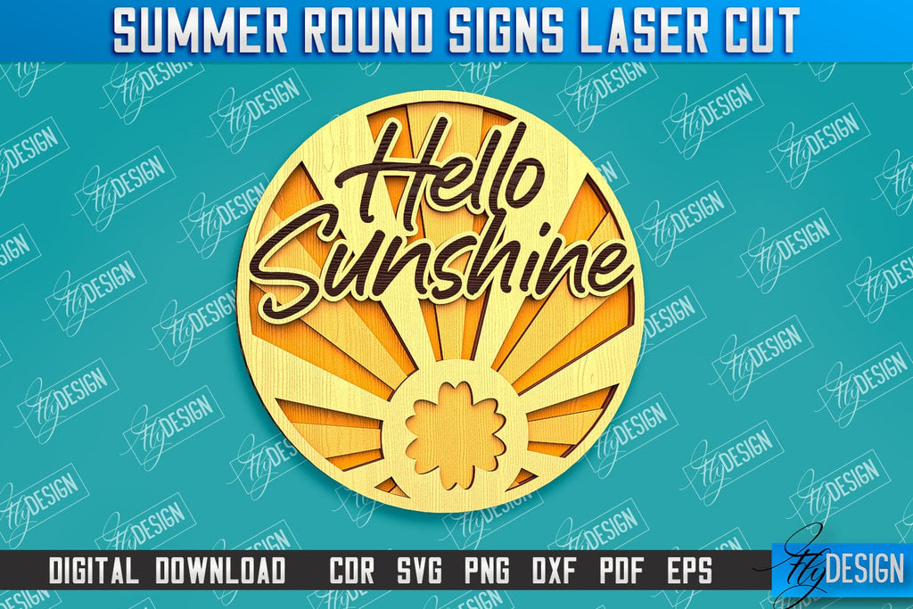Summer Round Signs Laser Cut Bundle | Summer Vibe Design | Signs ...