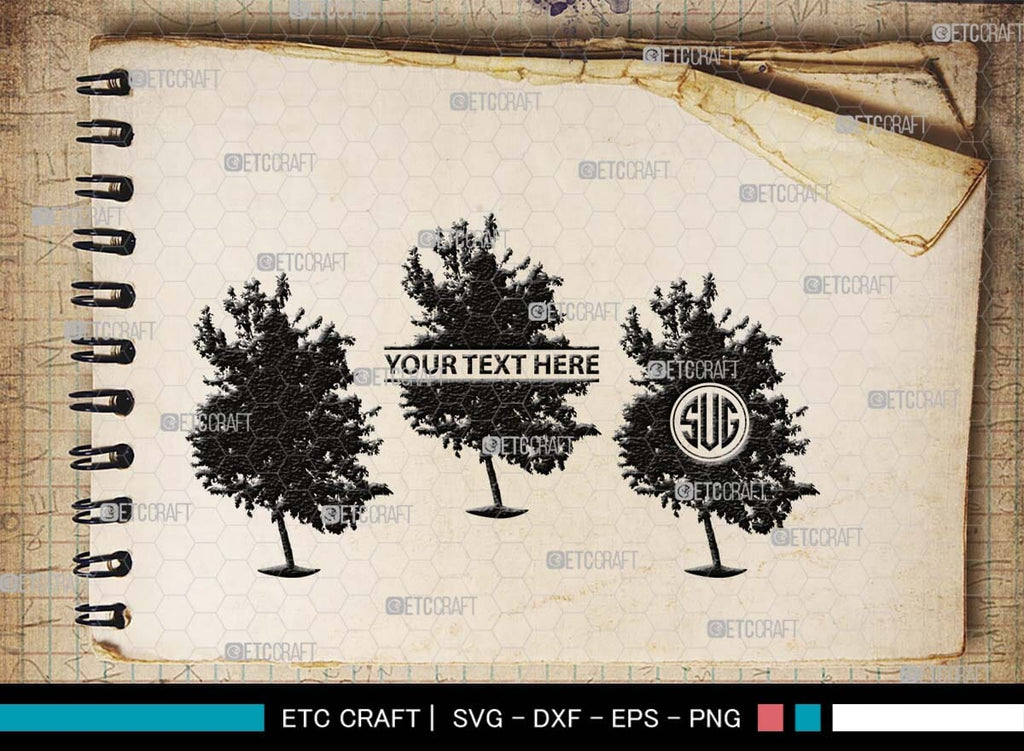 Summer Tree Monogram, Summer Tree Silhouette, Summer Tree SVG, Natural ...