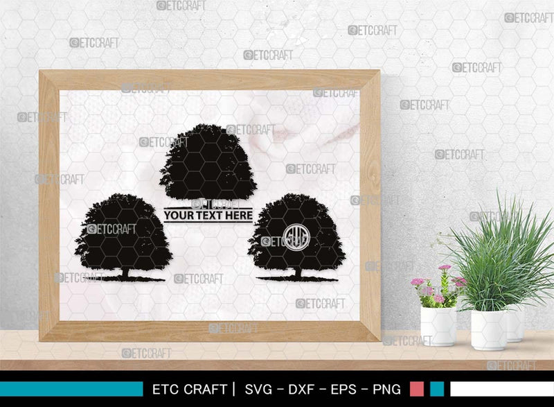 Summer Tree Monogram, Summer Tree Silhouette, Summer Tree SVG, Natural ...