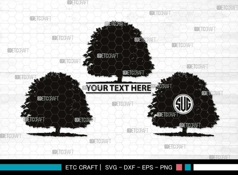 Summer Tree Monogram, Summer Tree Silhouette, Summer Tree SVG, Natural ...