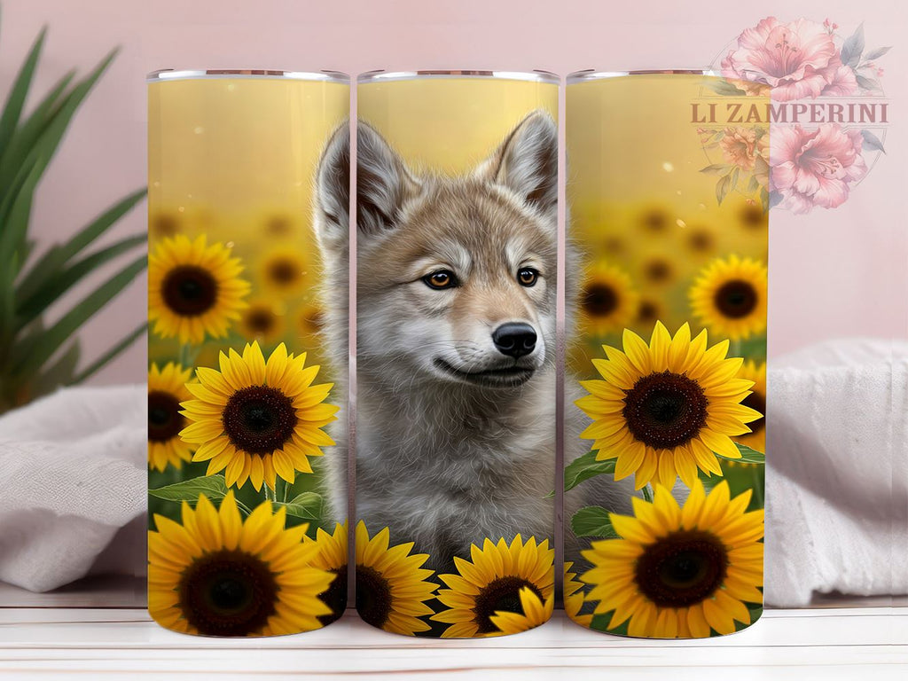 Sunflower Baby Wolf 20oz Tumbler, Sunflower Design, 20oz Sublimation ...