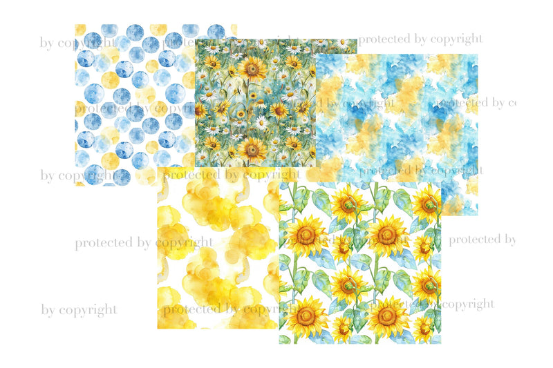 Sunflower Digital Paper | Cottagecore Pattern - So Fontsy