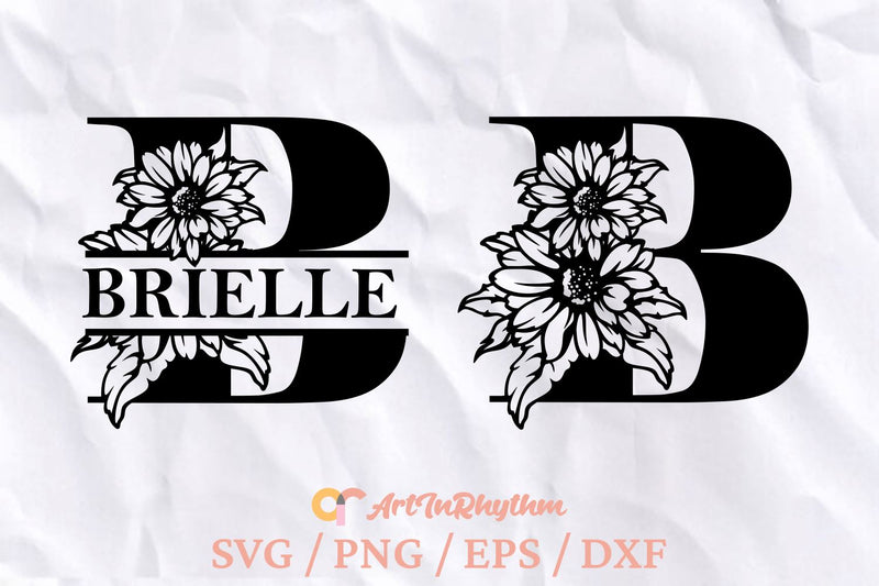 Sunflower Monogram Letters Svg, Split Letter Monograms Svg, Monograms ...