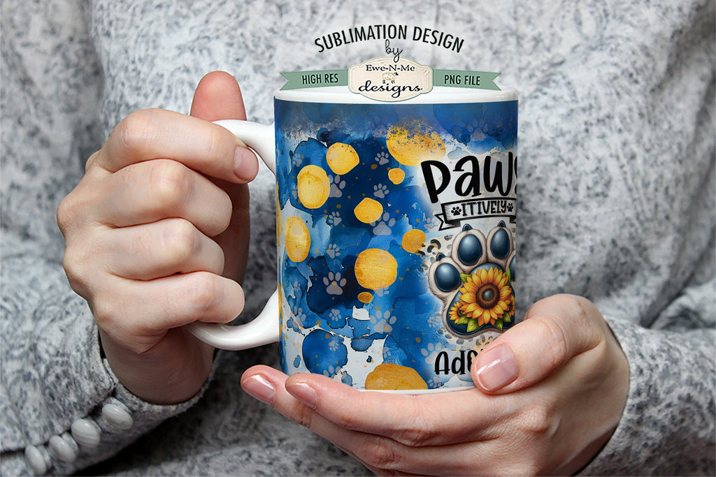 Sunflower Paw Print Pawsitively Adorable Dog Lover Sublimation Mug - 11 ...