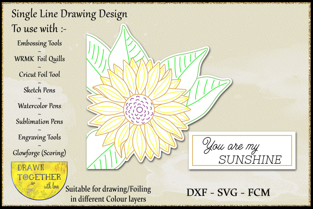 Sunflower - Single line for Foil Quill | Digi Stamp | Sentiment - So Fontsy