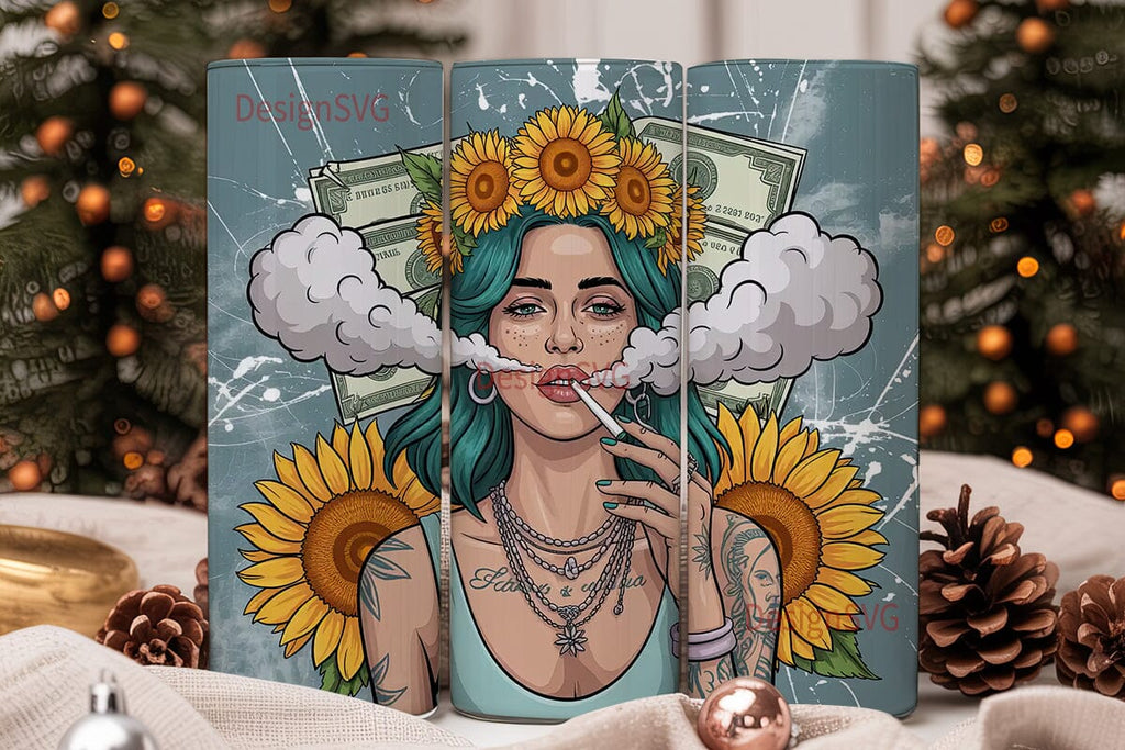 Sunflower Smoking Girl 20oz Tumbler - So Fontsy