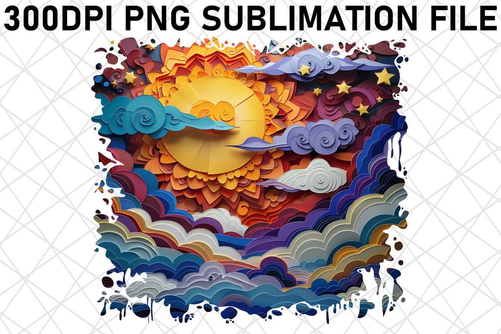 Sunrise Sunset Skyline Sublimation Design - So Fontsy