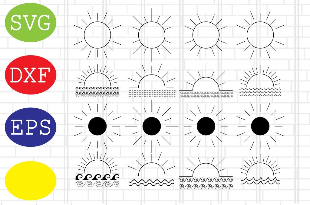 Sunrise Svg, Half Sun Svg, Sun Rays Svg, Summer Sun Svg, Jpg, Eps, Dxf ...